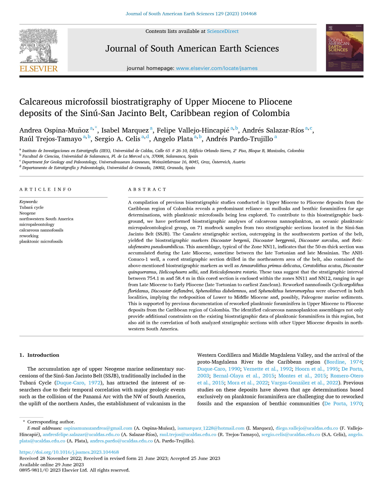 Calcareous microfossil biostratigraphy of Upper Miocene to Pliocene ...